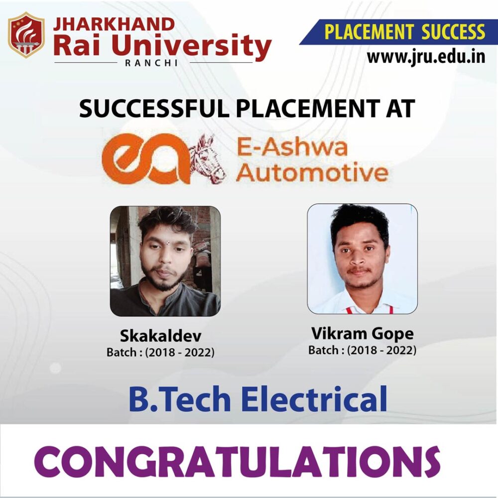 Placement Success Poster 2 - Jharkhand Rai University (JRU), Ranchi